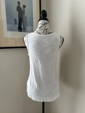RW&CO. | Tops | Rwco White Sleeveless Tank With Gray Chiffon Bow | Poshmark